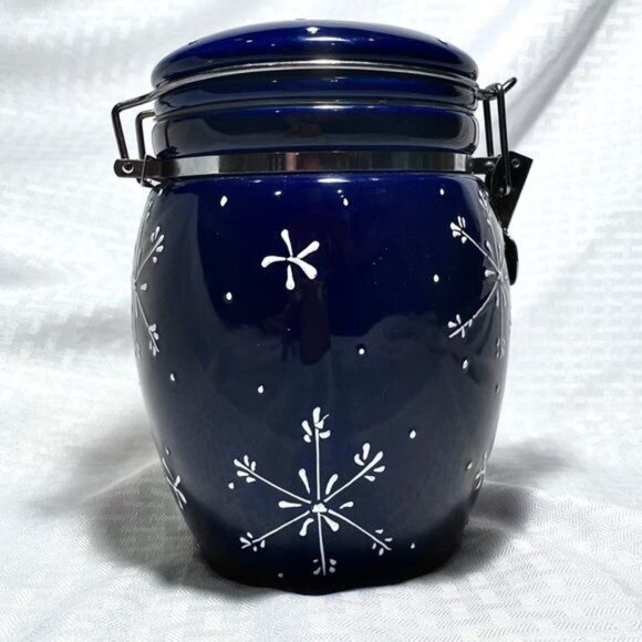 WCL Pottery | Kitchen | Vintage Cobalt Blue Ceramic Jar With Clamp Wcl ...